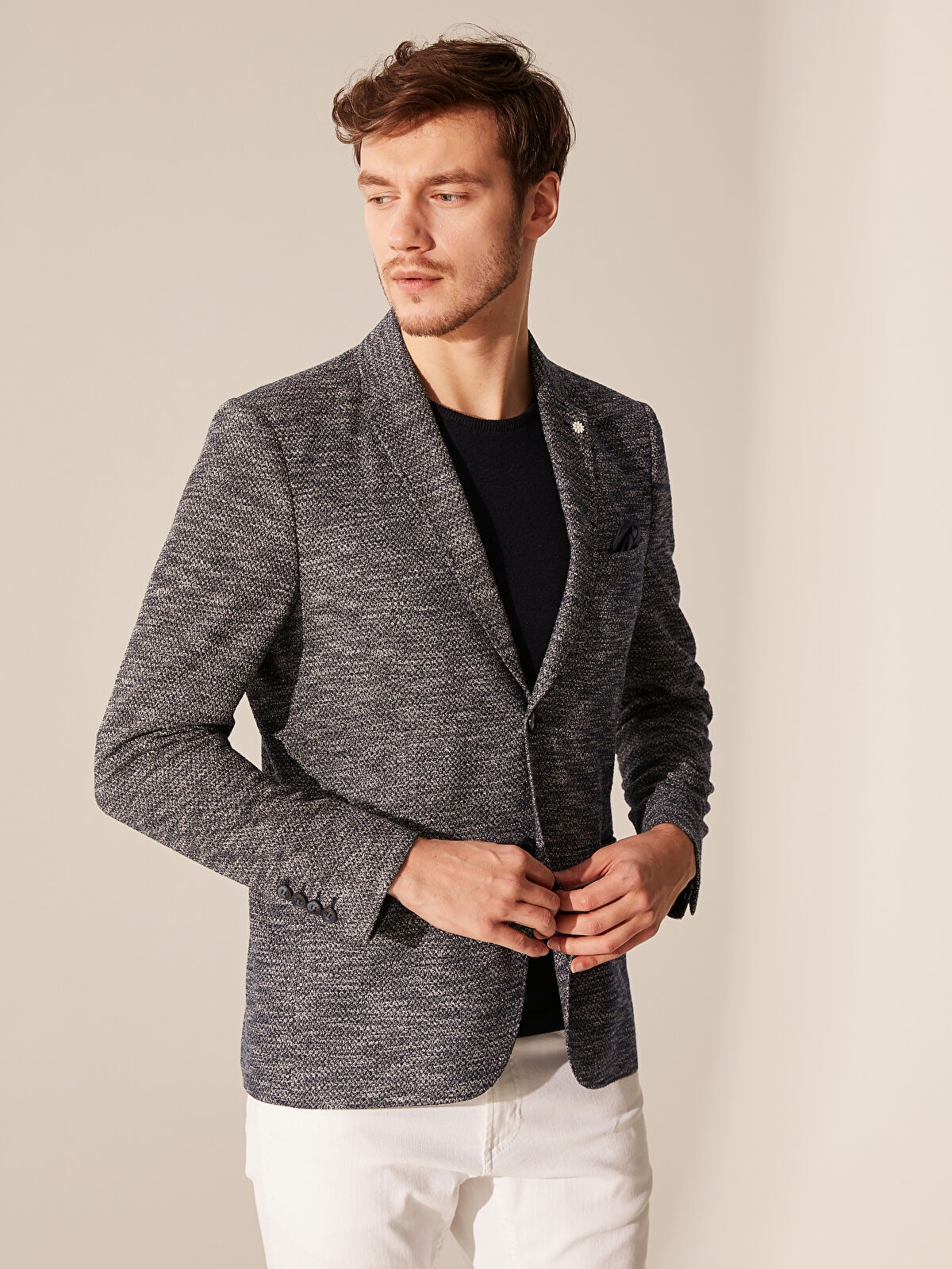 Dar Kalıp Örme Erkek Blazer Ceket