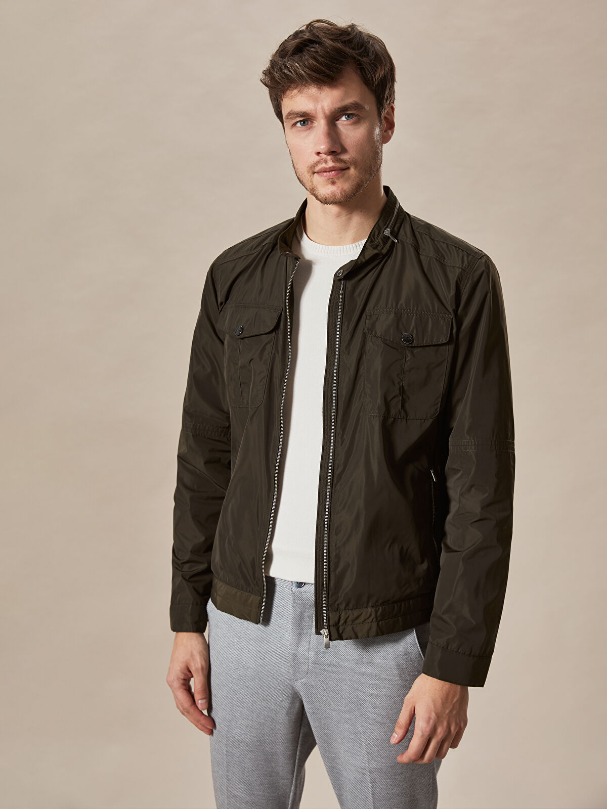 LCW VISION Slim Fit Biker Yaka İnce Erkek Mont