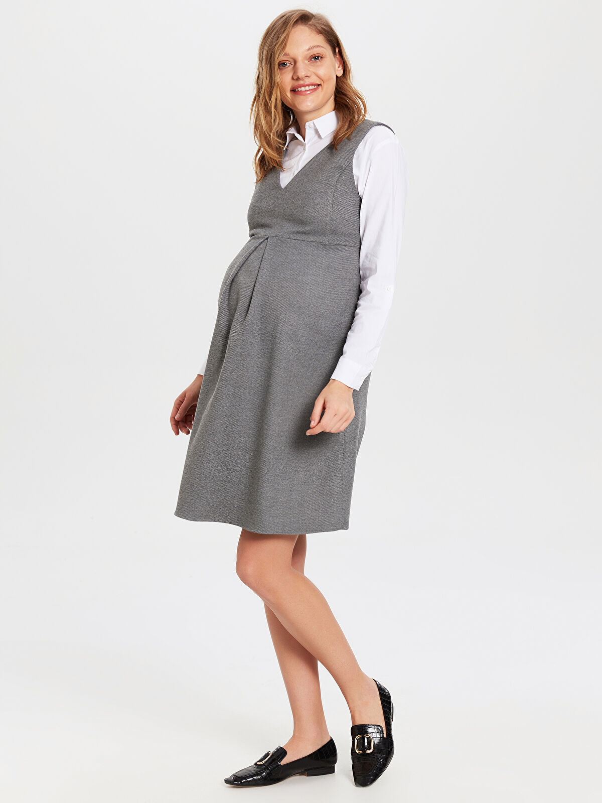 V Yaka Askılı Hamile V Yaka Elbise