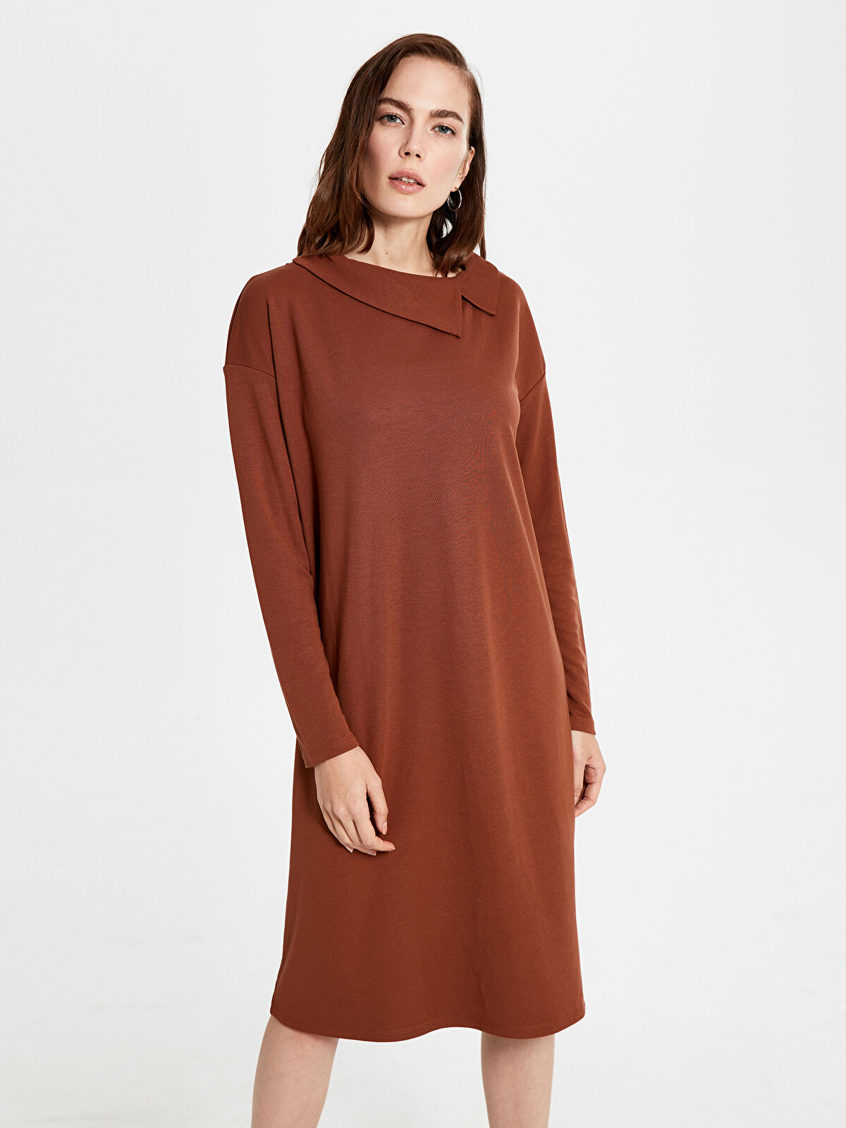 LCW CLASSIC Standart Fit Uzun Kollu Penye Kadın Elbise