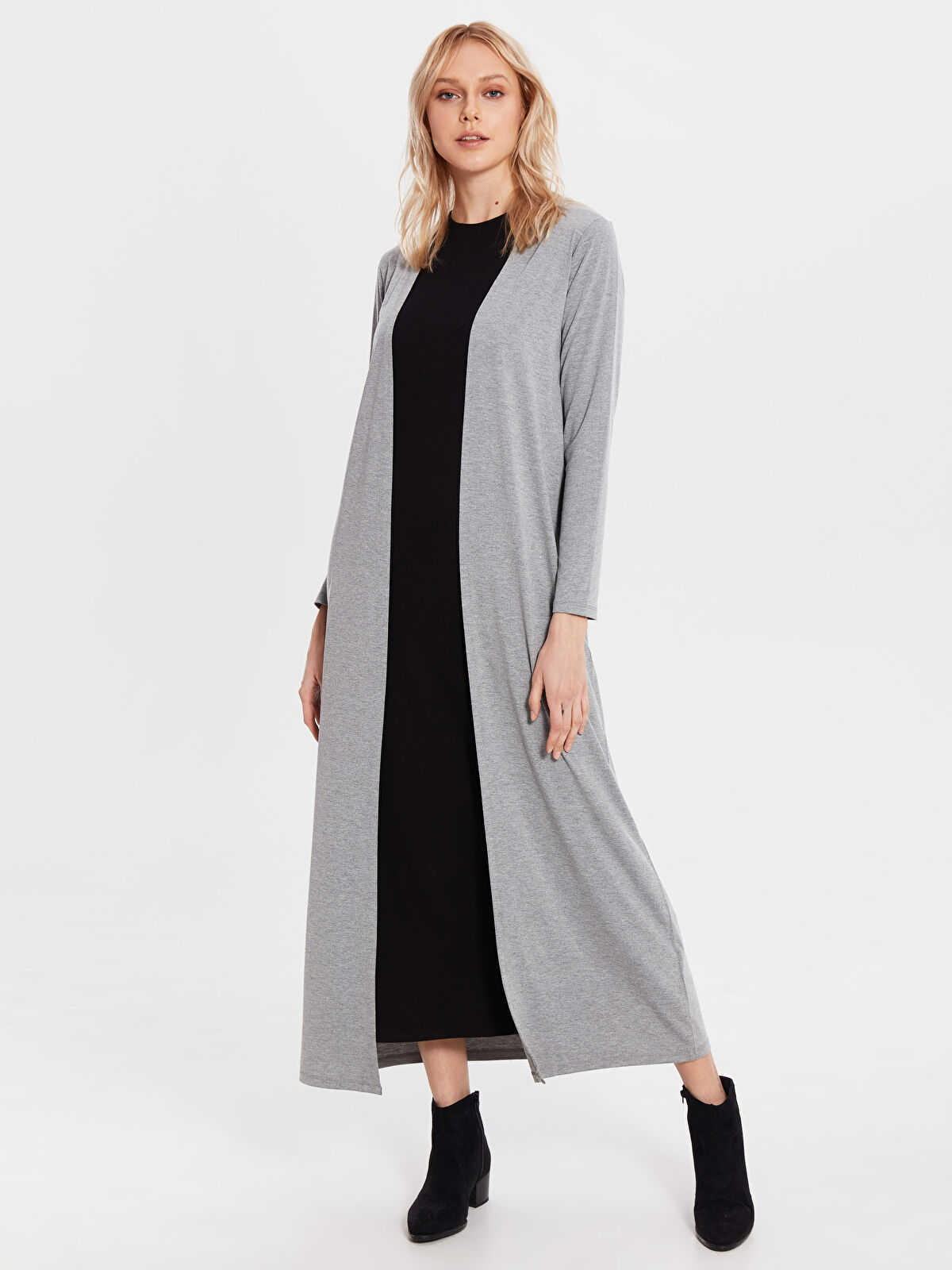 Uzun Esnek Viskon Kadın Elbise