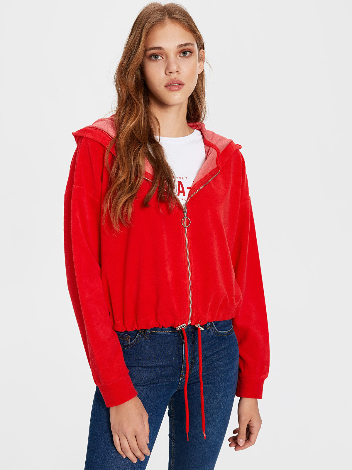 LCW CASUAL Kapüşonlu Uzun Kollu Polar Kadın Spor Hırka