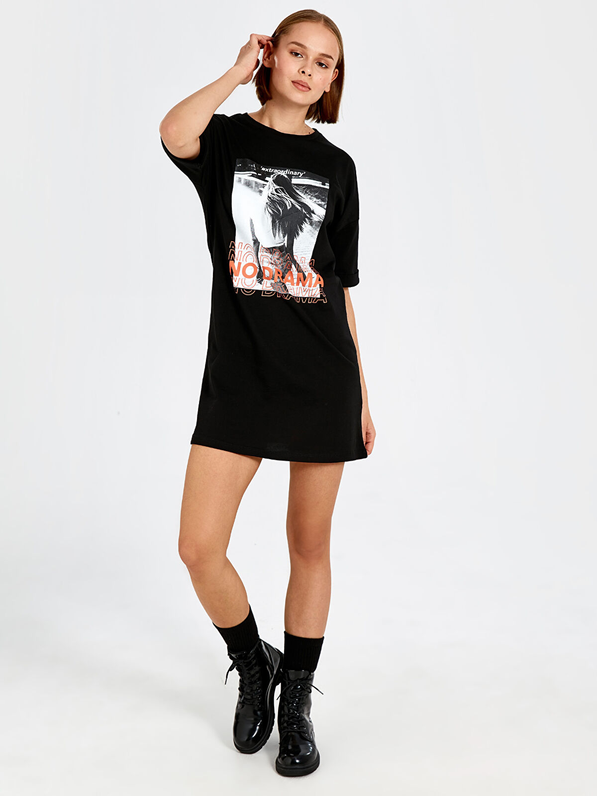 LCW CASUAL Standart Fit Kısa Kollu Penye Kadın Elbise