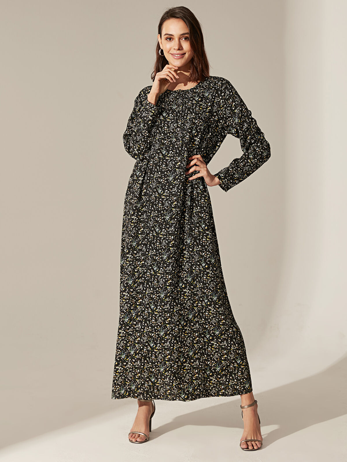 LCW GRACE Standart Fit Uzun Kollu Kadın Elbise