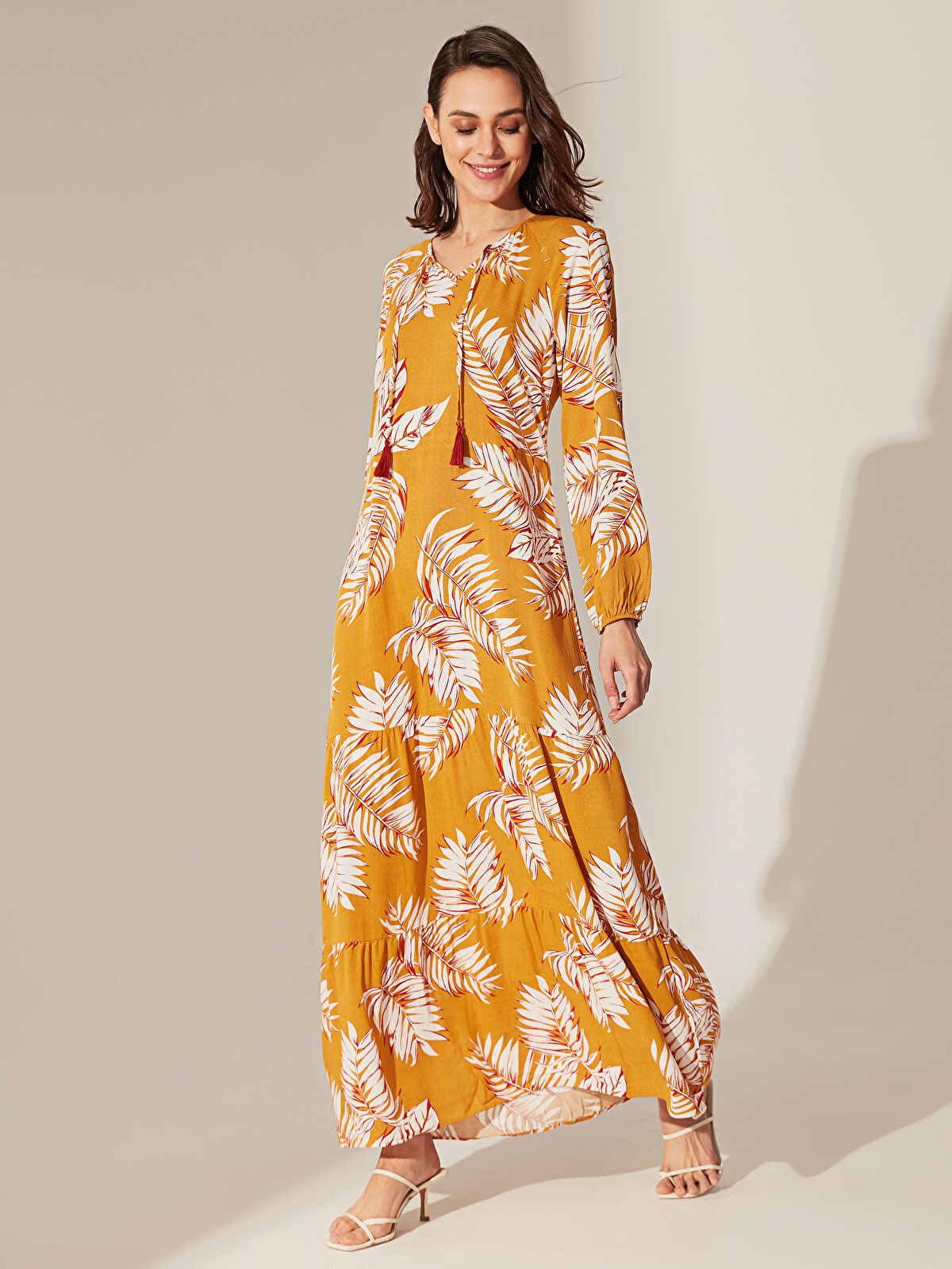 LCW CLASSIC Standart Fit Uzun Kollu Krinkle Kadın Elbise