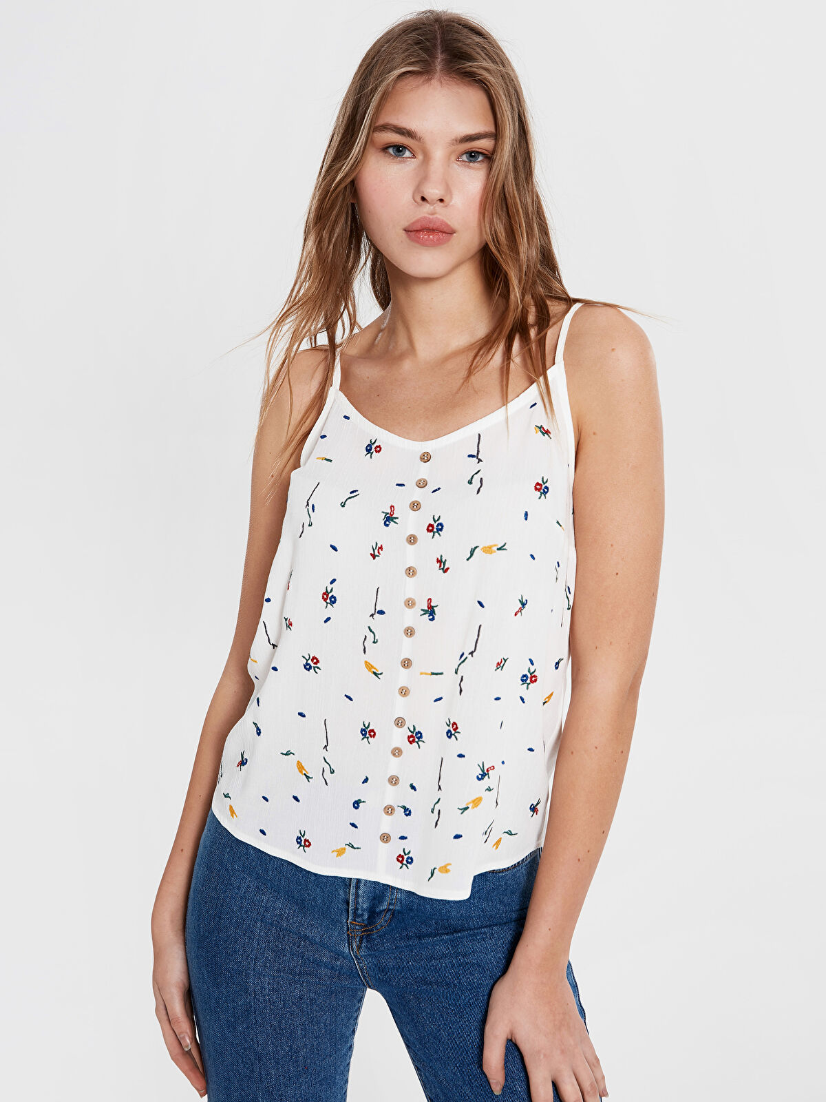 LCW CASUAL Standart Fit Askılı Poplin Kadın Bluz