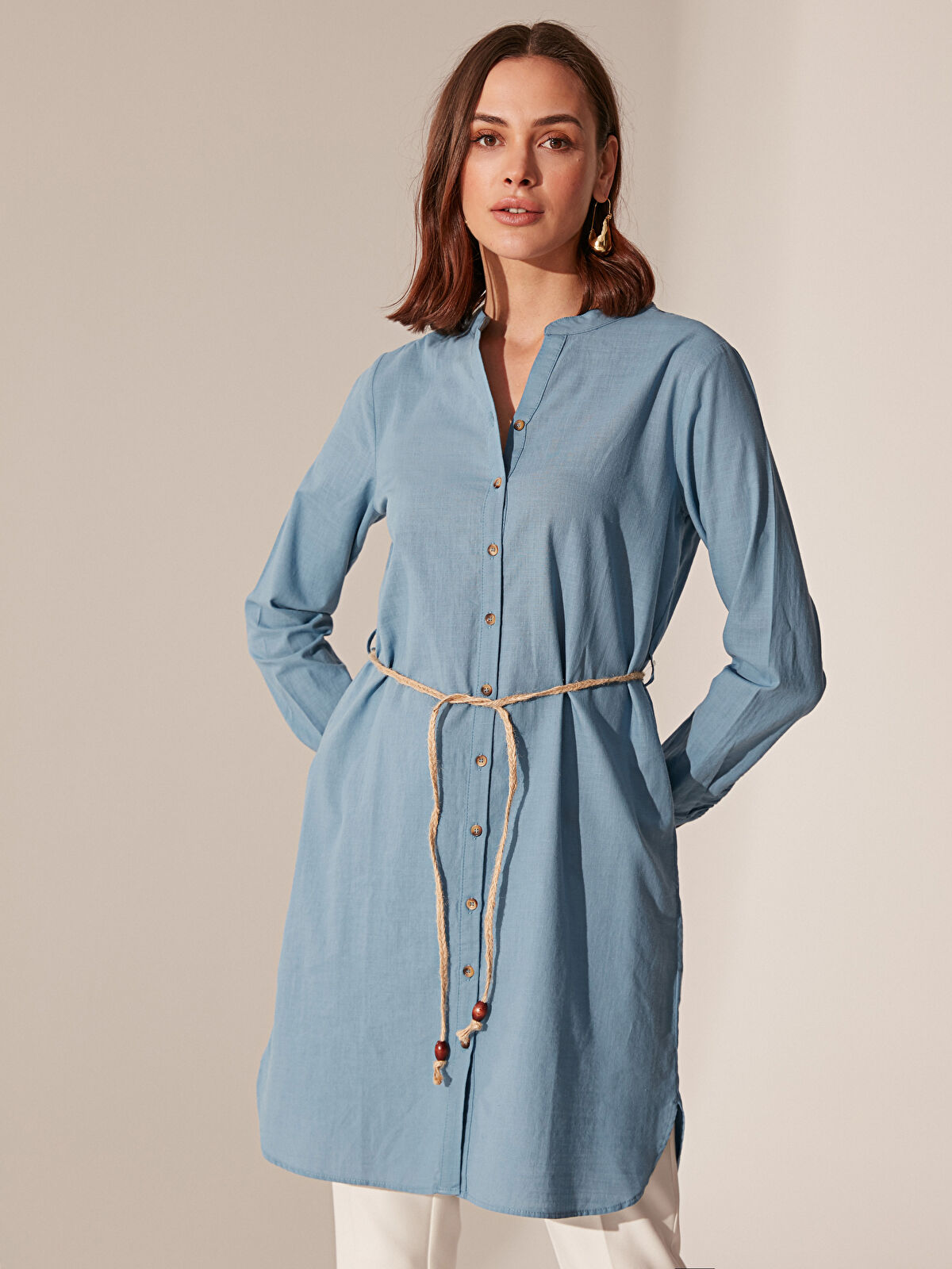 LCW CLASSIC Kaçık Yaka Uzun Kollu Kadın Tunik