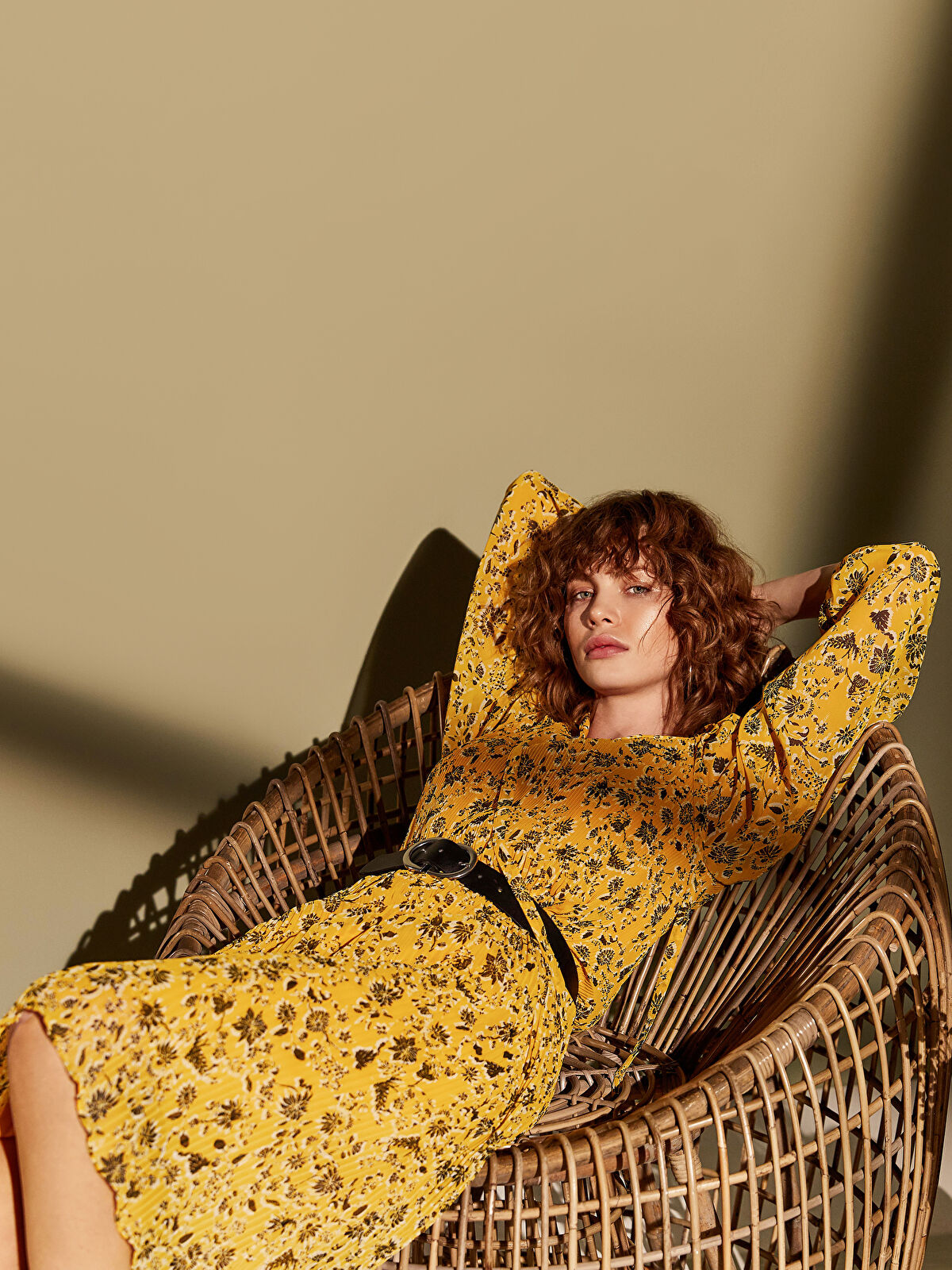 LCW VISION Gömlek Yaka Uzun Kollu Şifon Kadın Elbise