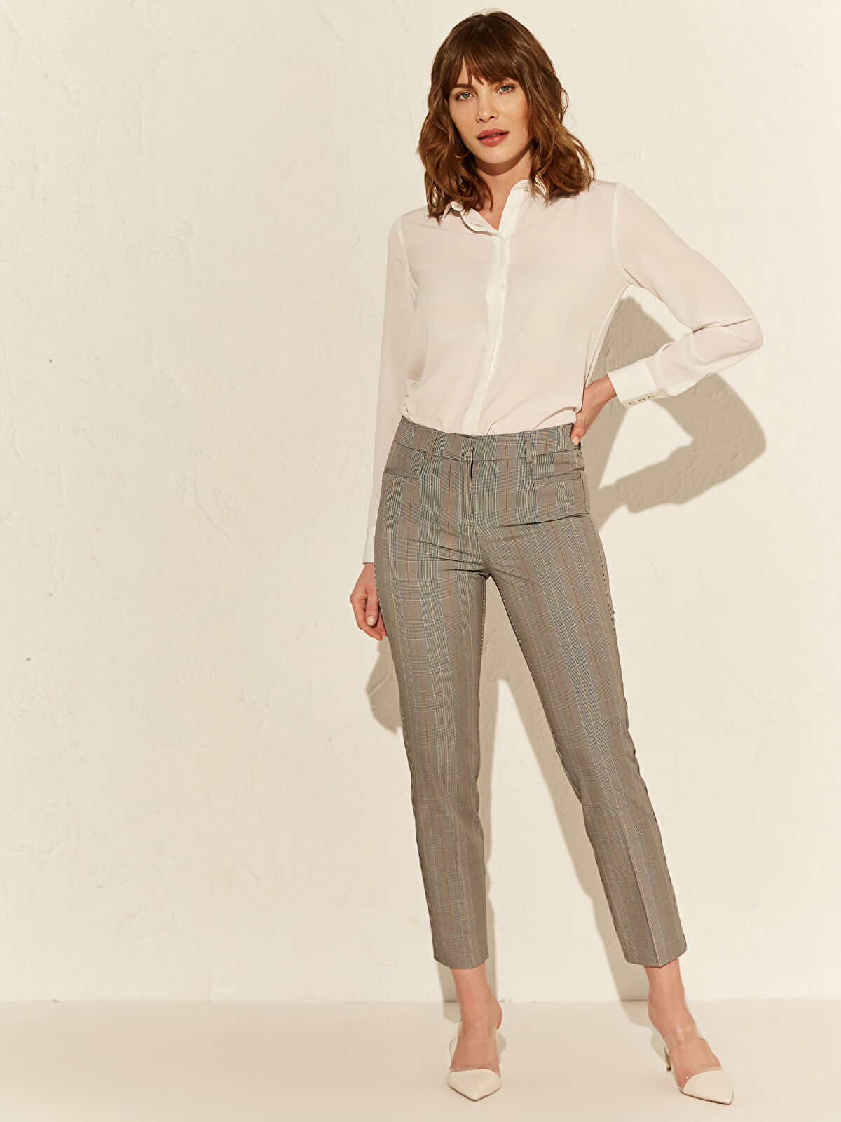 Desenli Bilek Boy Cigarette Pantolon