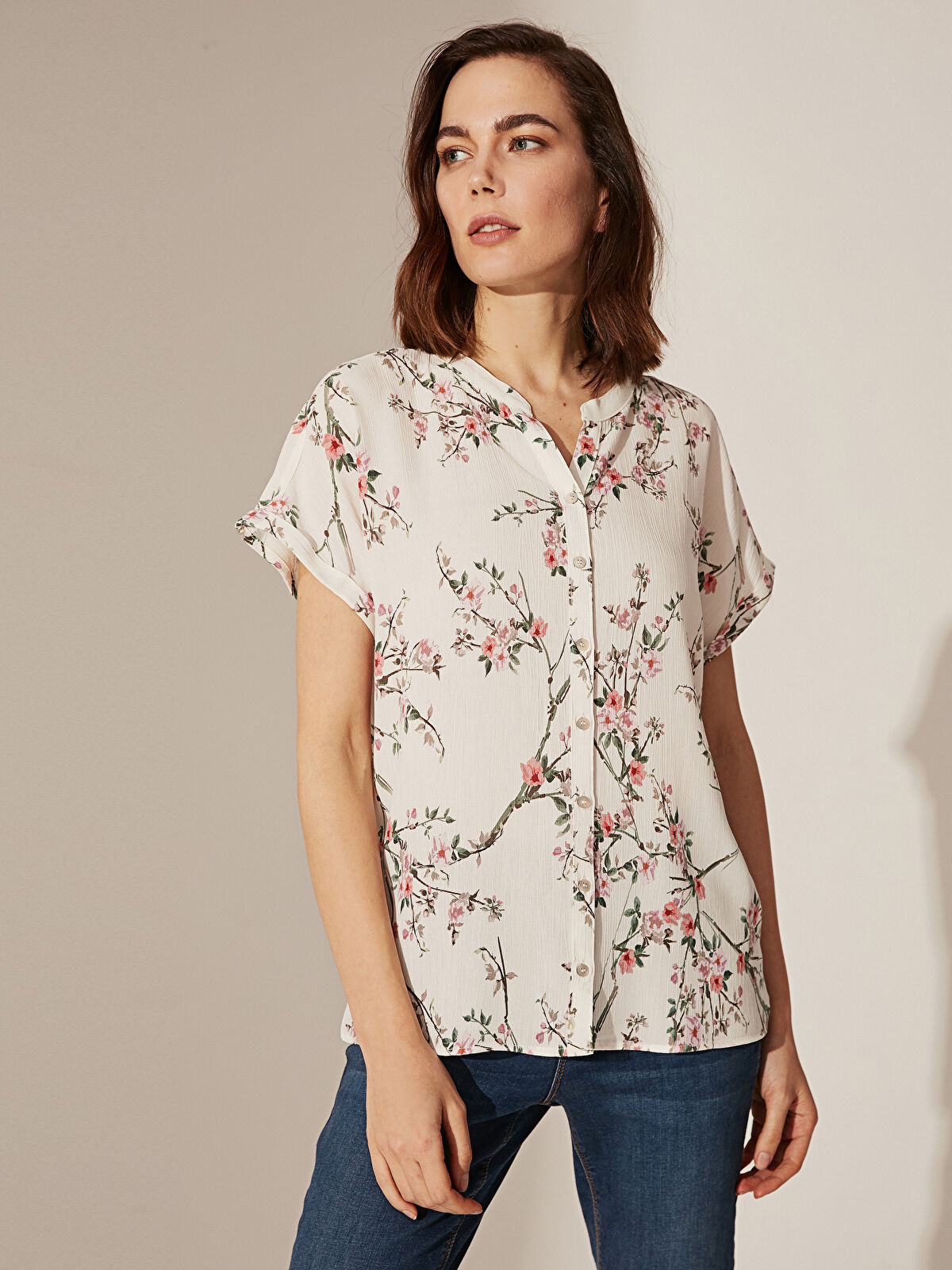 LCW GRACE Kısa Kollu Krinkle Kadın Gömlek