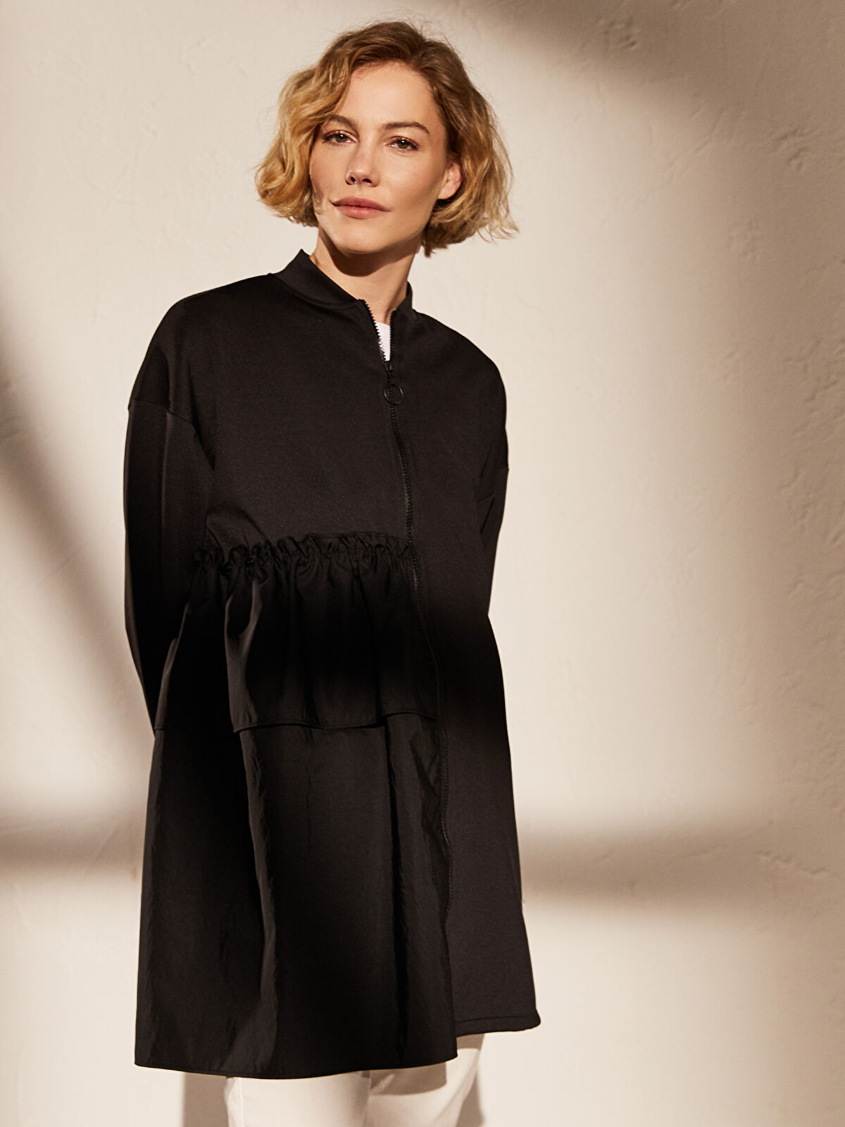 Fermuarlı Uzun Kollu Oversize Skuba Kadın Ceket Fermuarlı Uzun Kollu Oversize Skuba Kadın Ceket