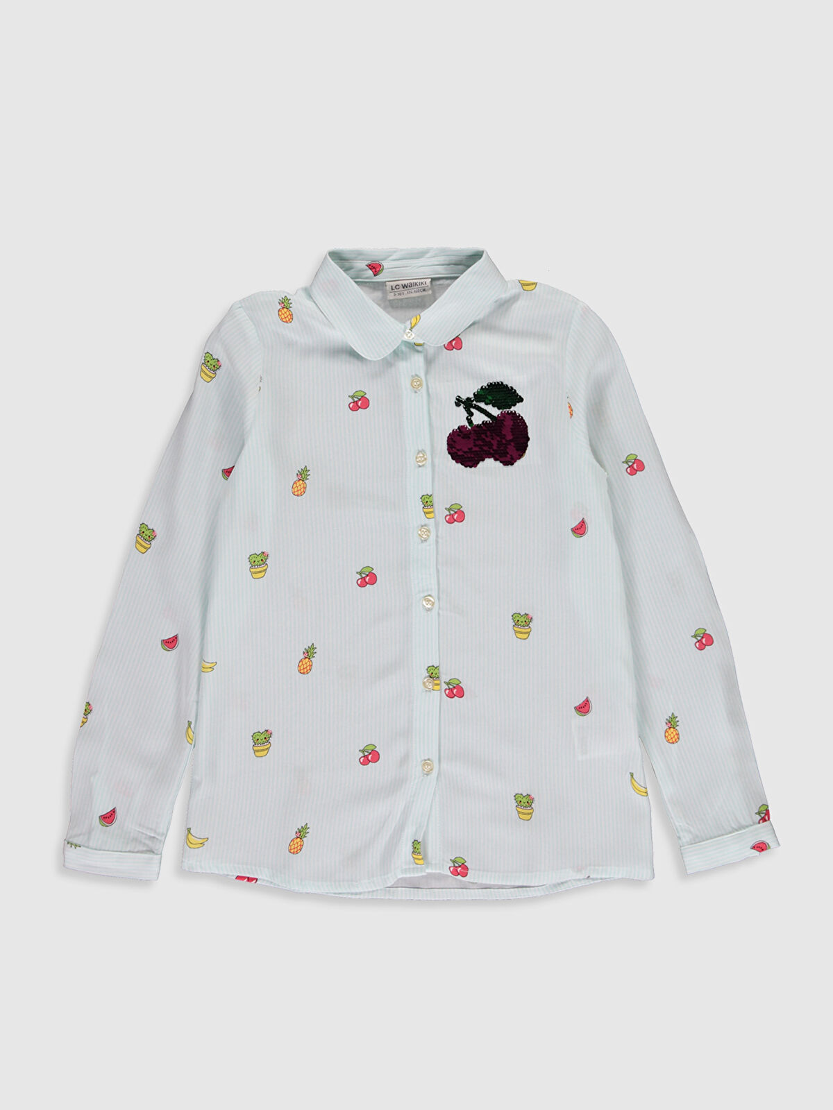 Çift Yönlü Payetli Uzun Kollu Kız Çocuk Gömlek