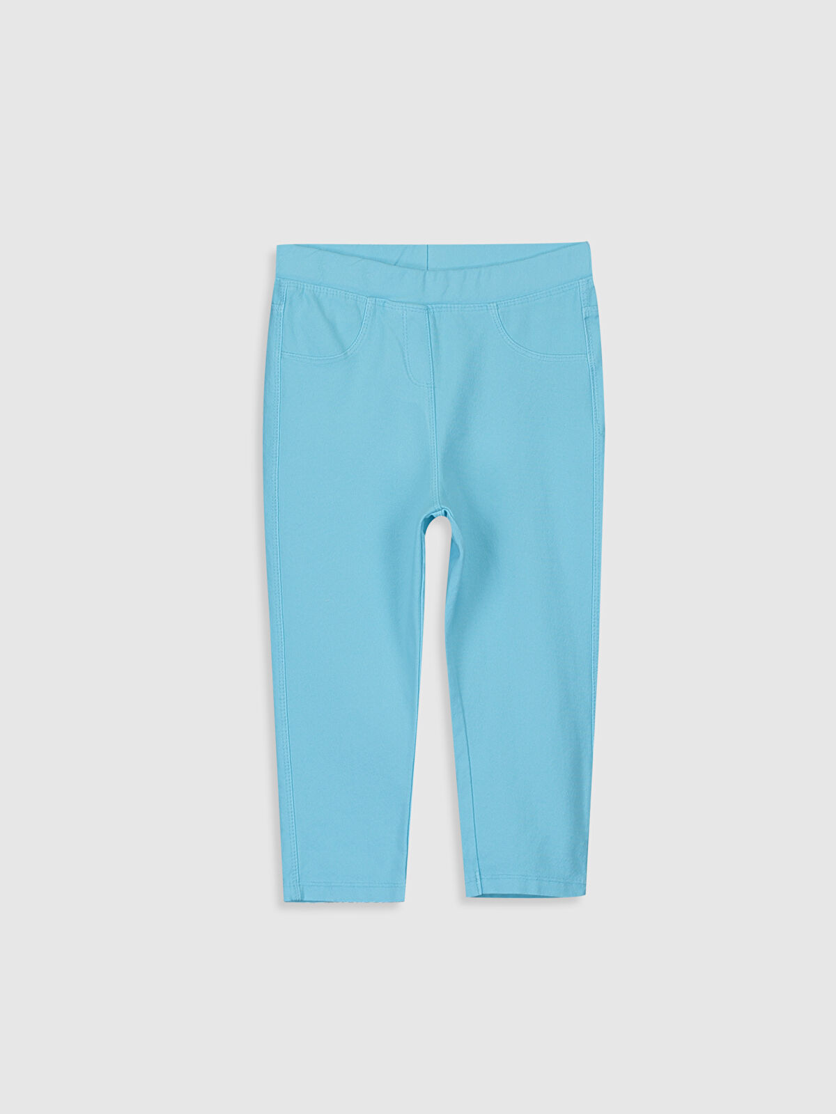 Beli Lastikli Denim Görünümlü Kız Çocuk Tayt