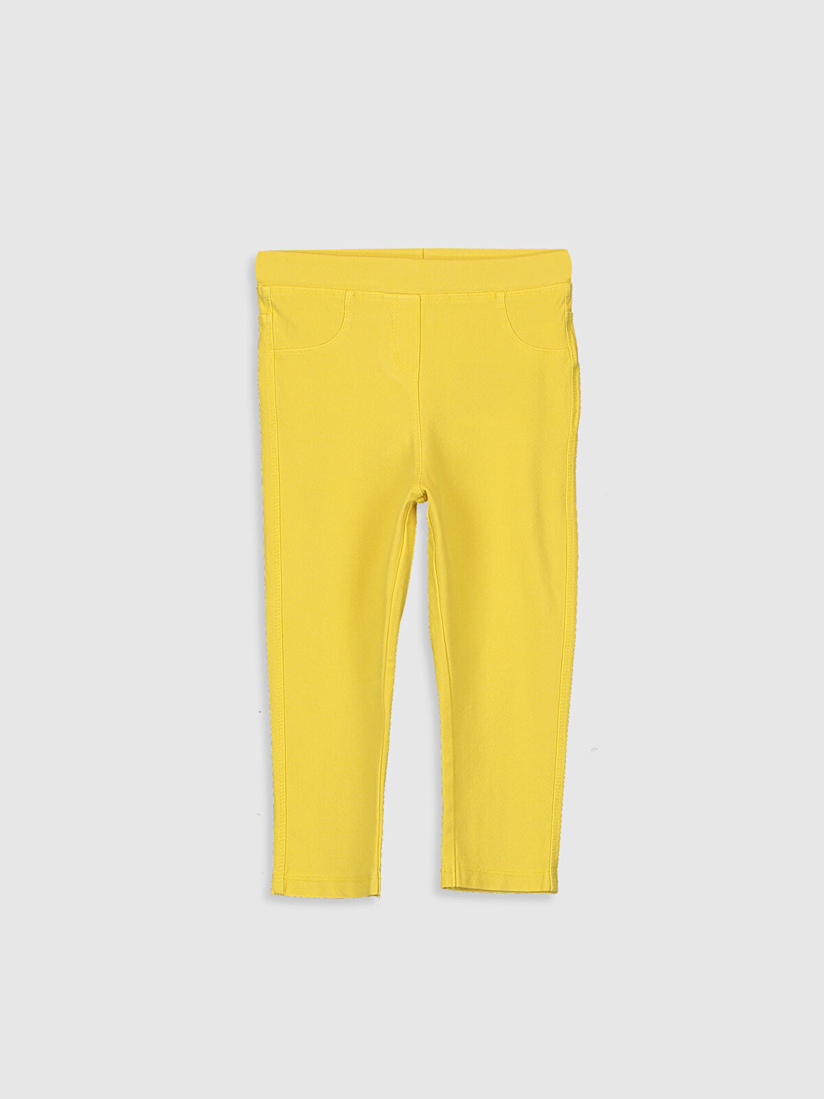 Beli Lastikli Denim Görünümlü Kız Çocuk Tayt