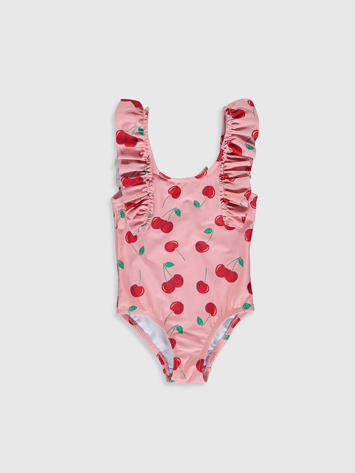 Esnek Kumaştan Fırfırlı Baskılı Kız Çocuk Mayo