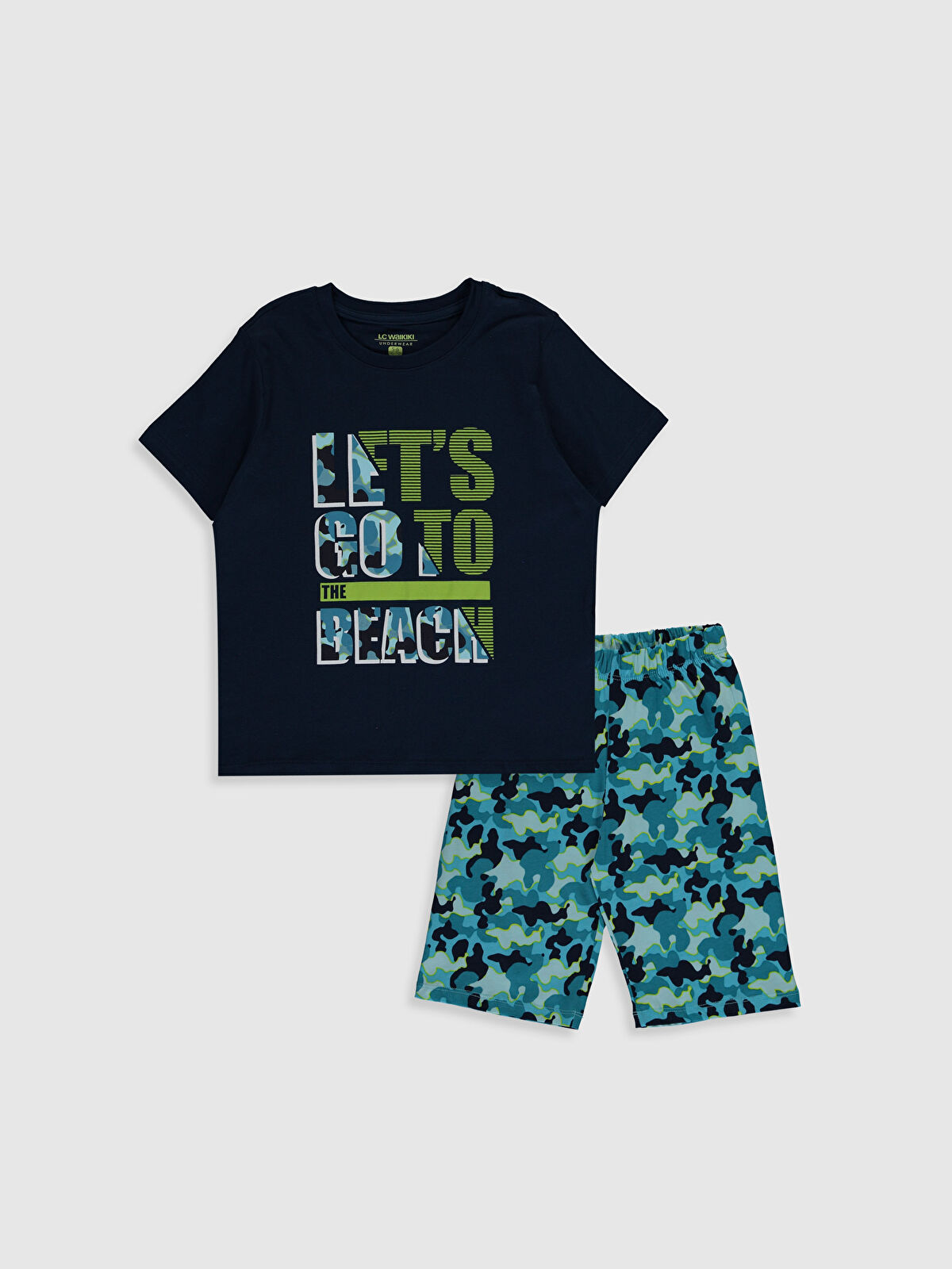 Bisiklet Yaka Kısa Kollu Erkek Çocuk Pijama Takım