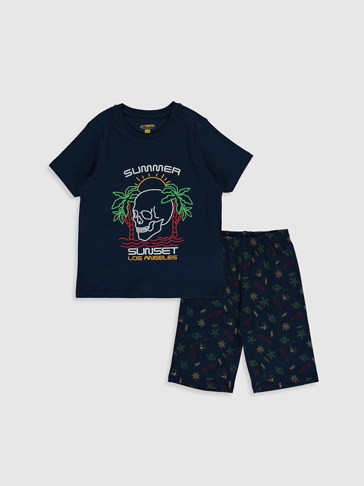 Bisiklet Yaka Kısa Kollu Erkek Çocuk Pijama Takım