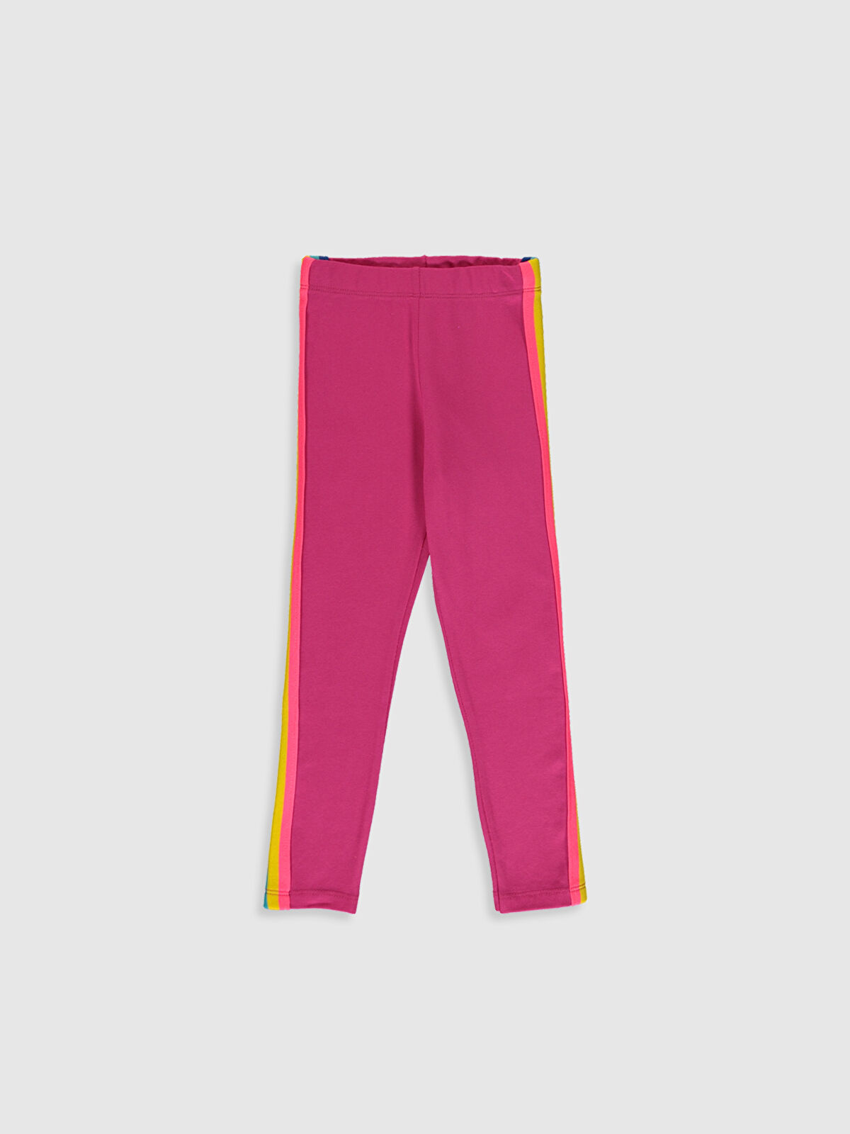 Beli Lastikli Yanları Şeritli Pamuklu Kız Çocuk Tayt