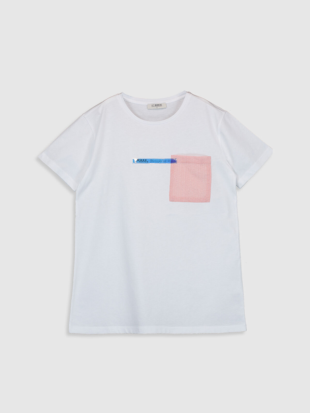 Cep Detaylı Pamuklu Tişört  Aile Kombini