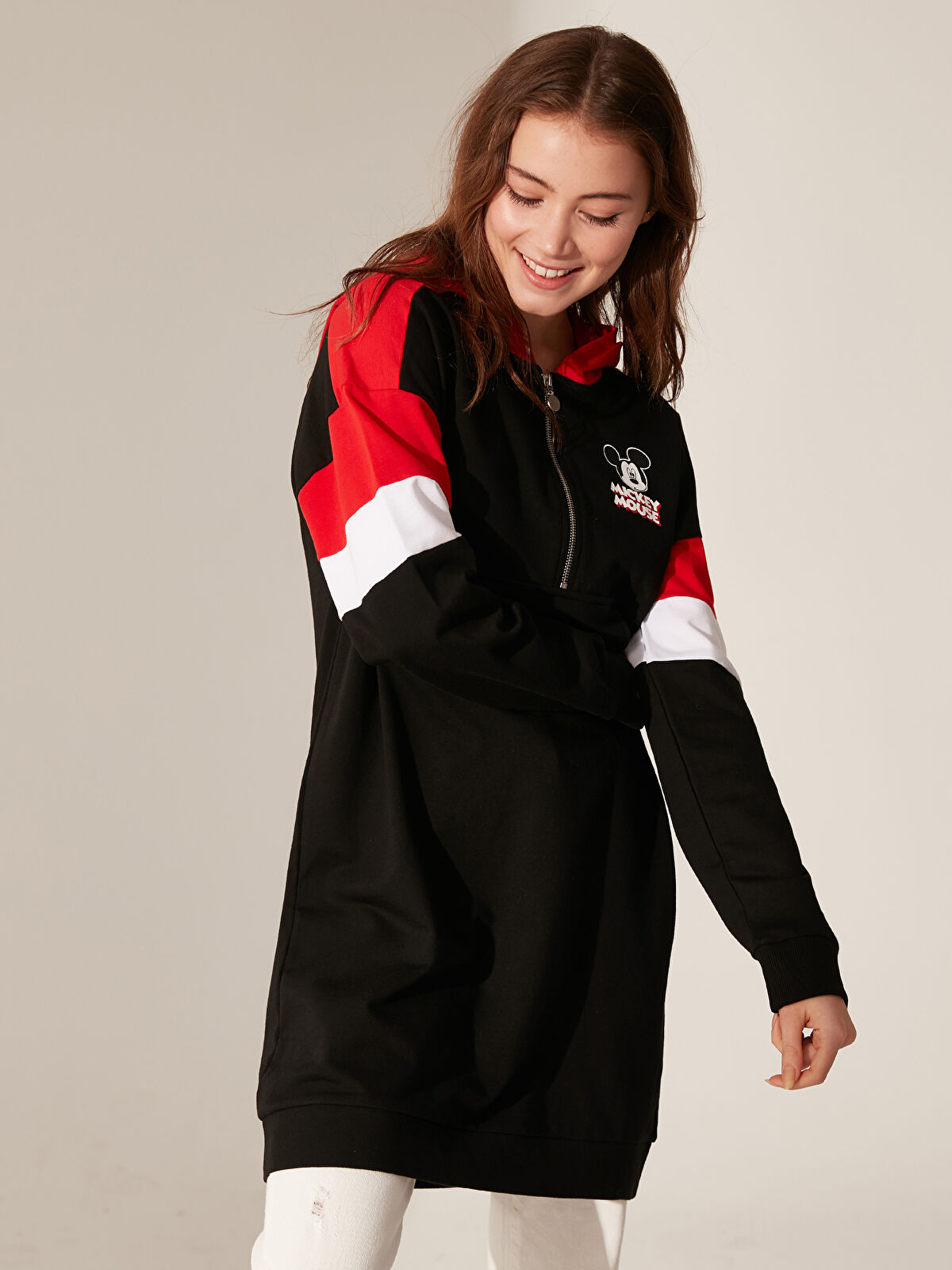 Mickey Mouse Baskılı Sweatshirt Anne Kız Kombini