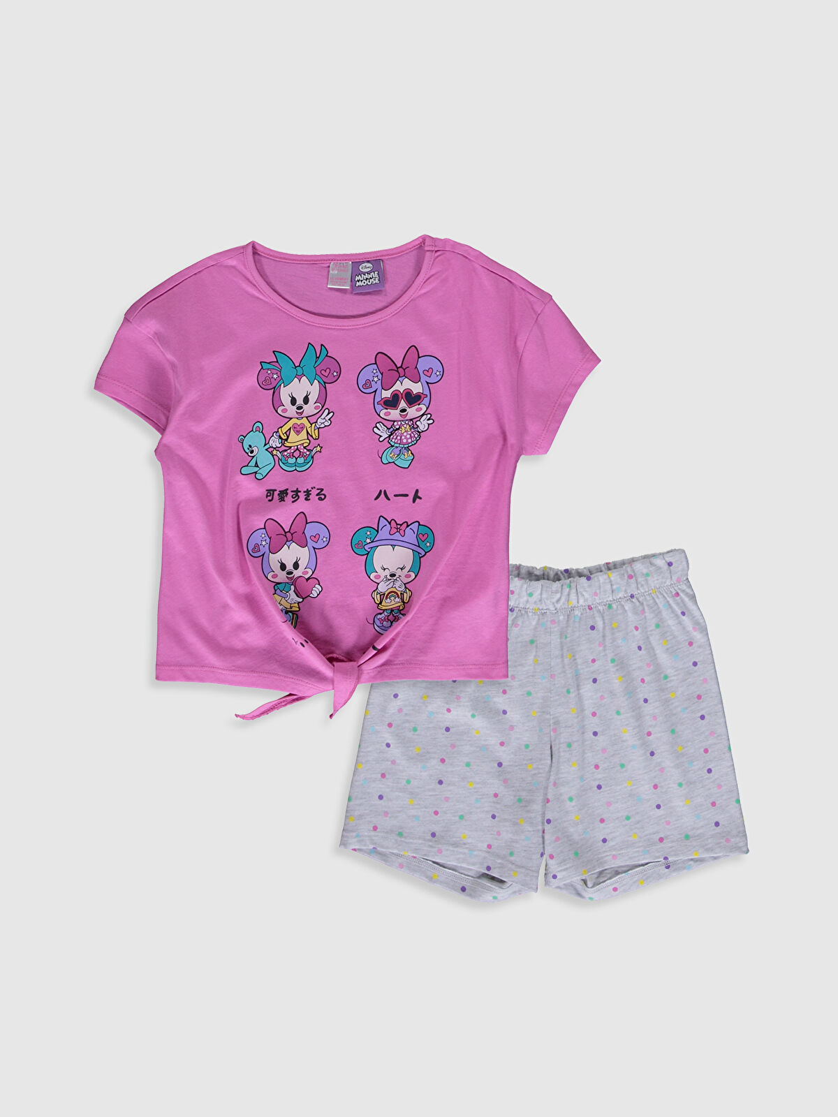 Bisiklet Yaka Kısa Kollu Kız Çocuk Pijama Takım