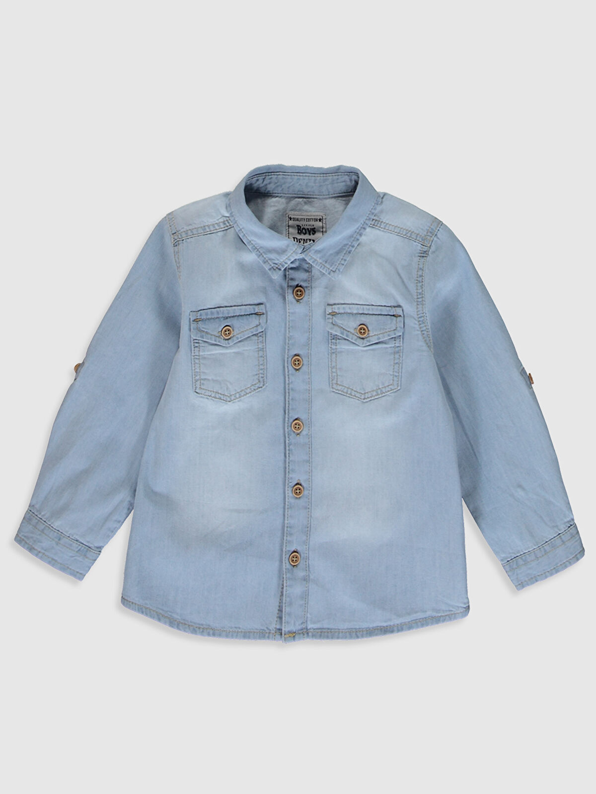 Uzun Kollu Basic Erkek Bebek Jean Gömlek