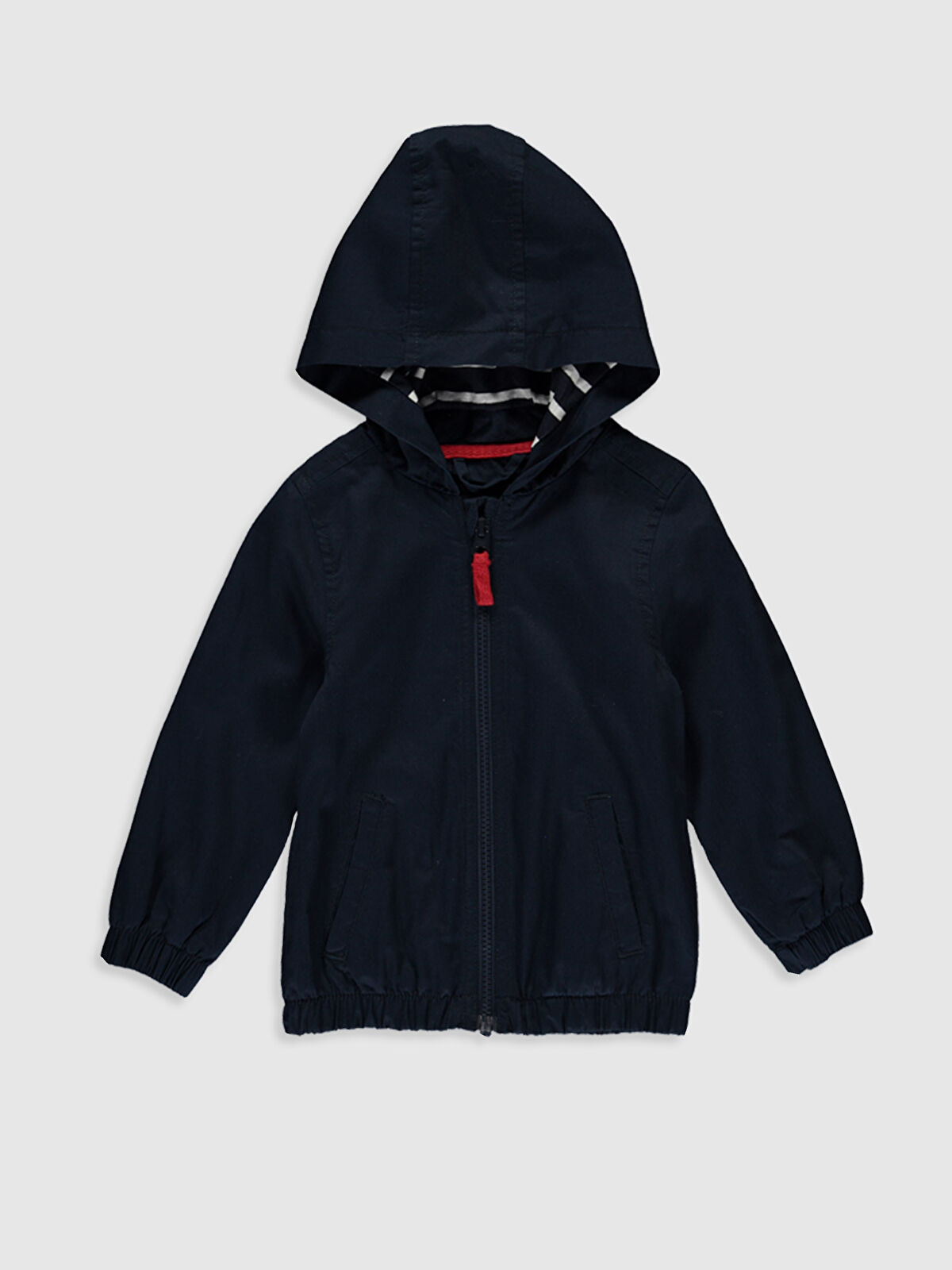 Kapüşonlu Uzun Kollu Basic Erkek Bebek Fermuarlı Mont