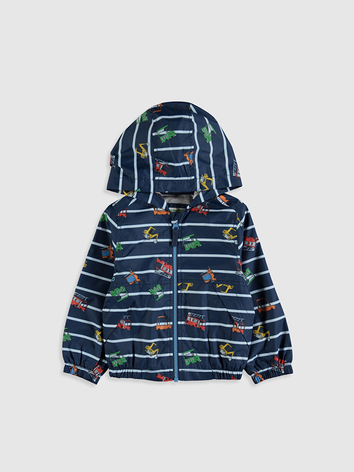 Kapüşonlu Uzun Kollu Baskılı Erkek Bebek Yağmurluk