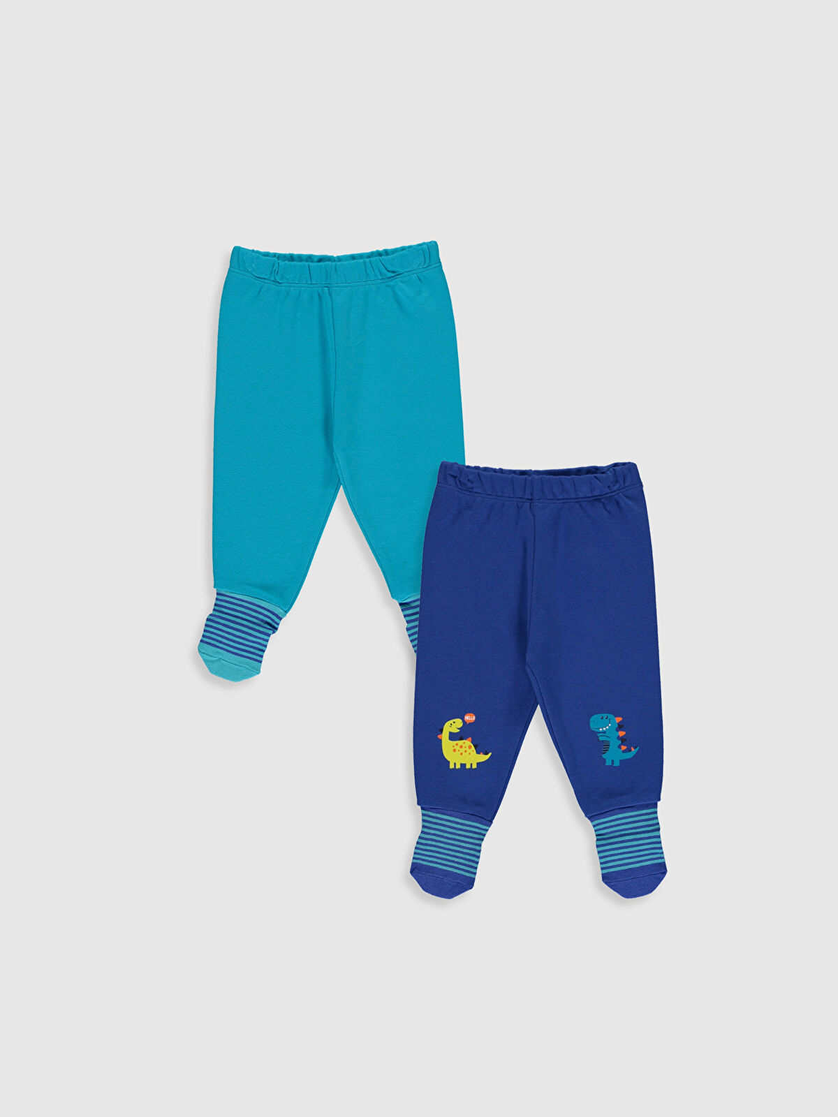 Beli Lastikli Erkek Bebek Çoraplı Pijama Alt 2'li