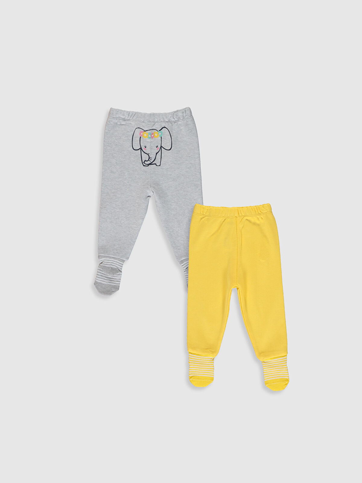 Beli Lastikli Kız Bebek Çoraplı Pijama Alt 2'li