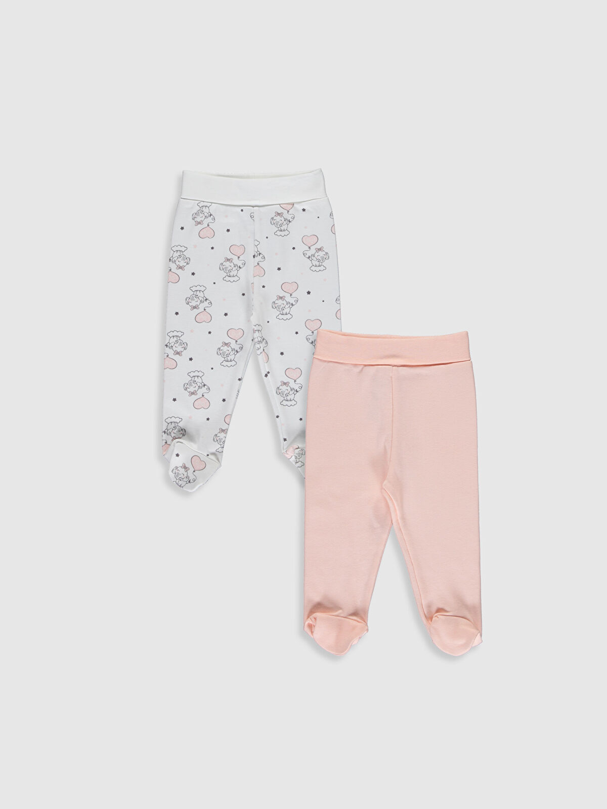 Beli Lastikli Pamuklu Kız Bebek Patikli Pantolon 2'li