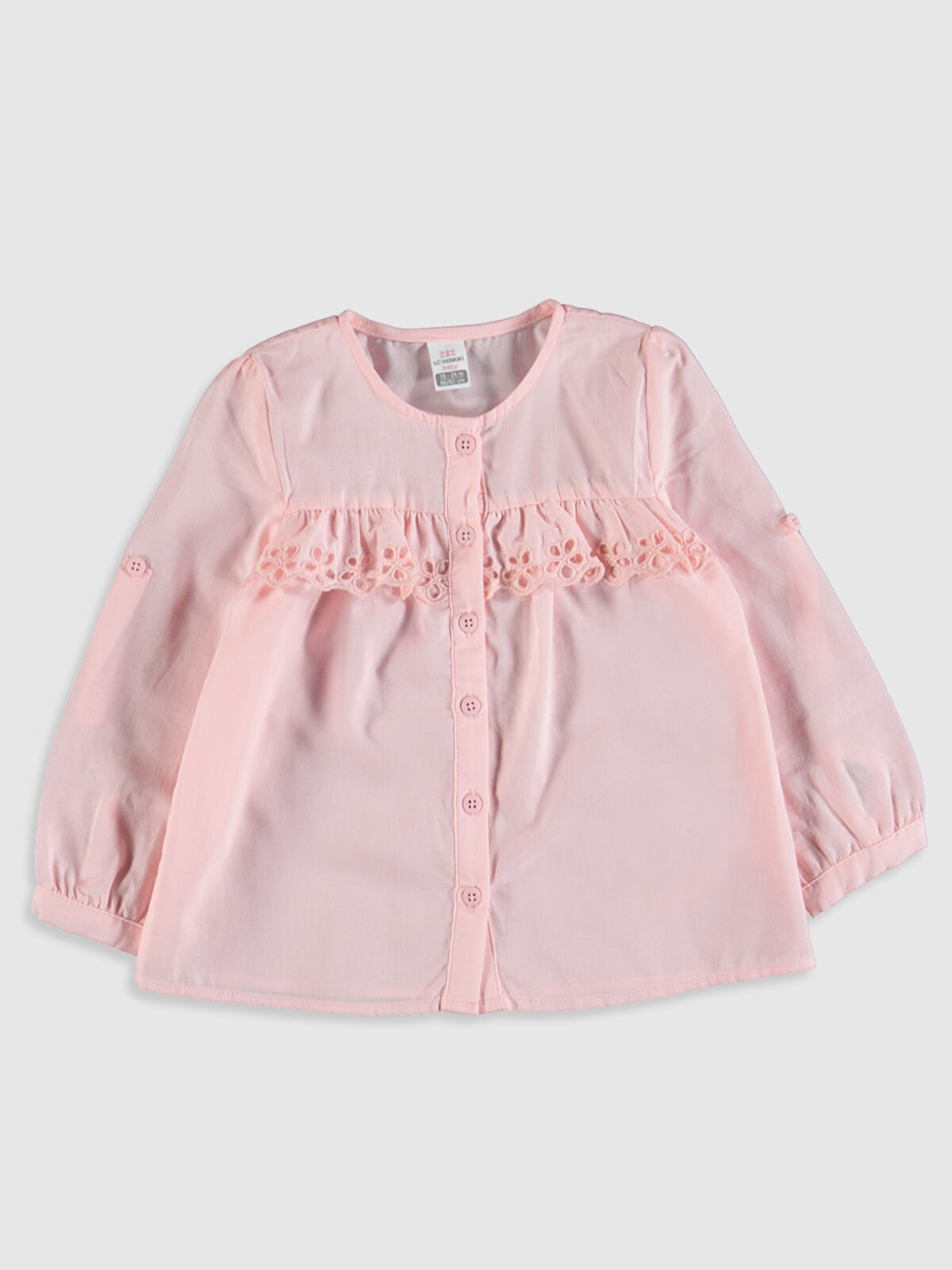 Bisiklet Yaka Uzun Kollu Fırfır Detaylı Poplin Kız Bebek Gömlek