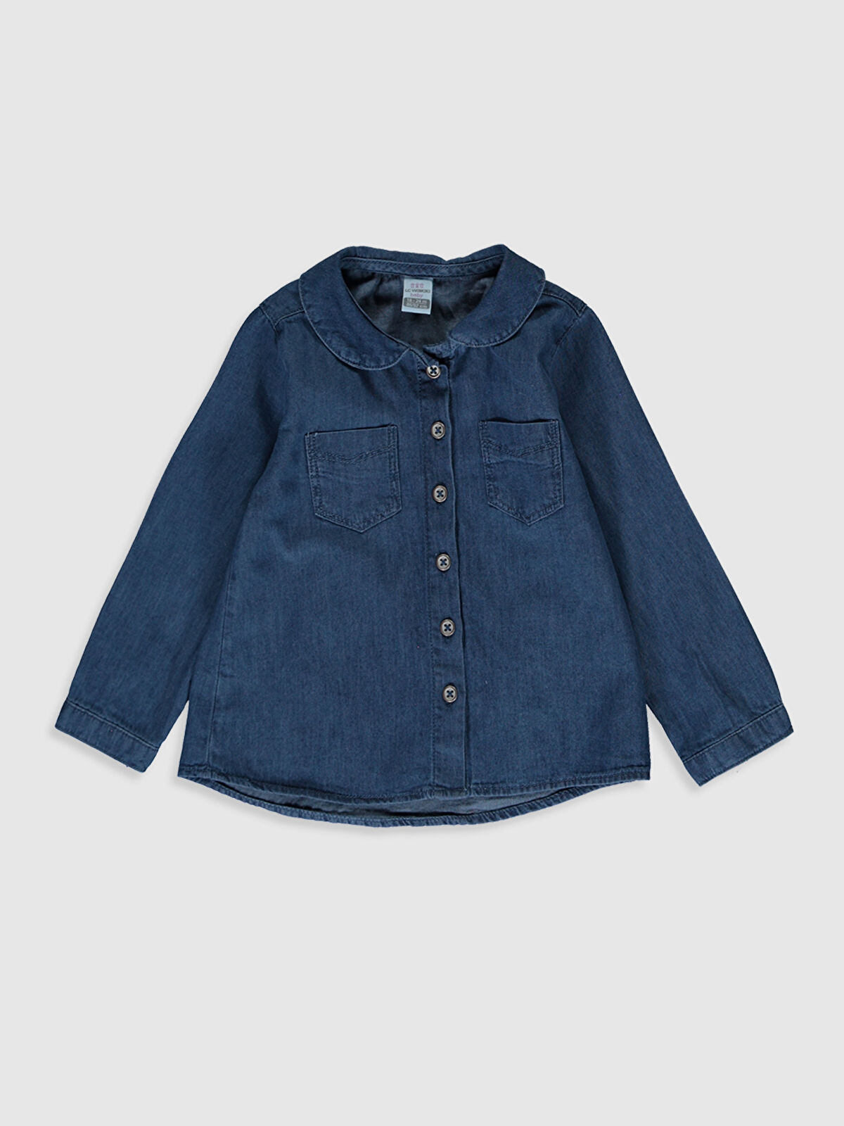 Bebe Yaka Uzun Kollu Basic Kız Bebek Jean Gömlek Bebe Yaka Uzun Kollu Basic Kız Bebek Jean Gömlek