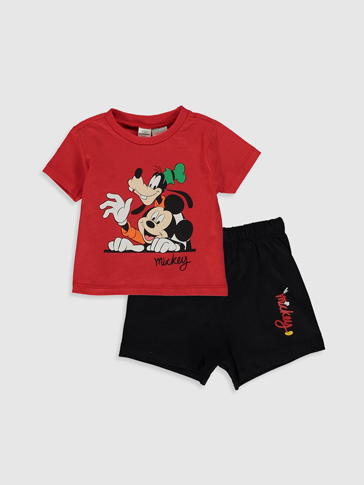 Bisiklet Yaka Kısa Kol Disney Baskılı Erkek Bebek Pijama Takımı