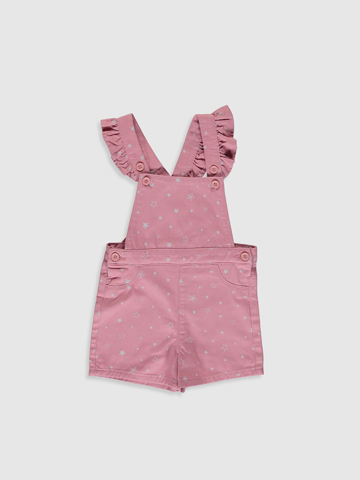 Fırfır Detaylı Pamuklu Kız Bebek Salopet