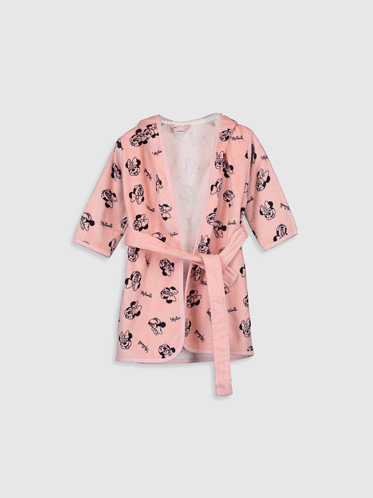 Minnie Mouse Baskılı Kız Bebek Bornoz