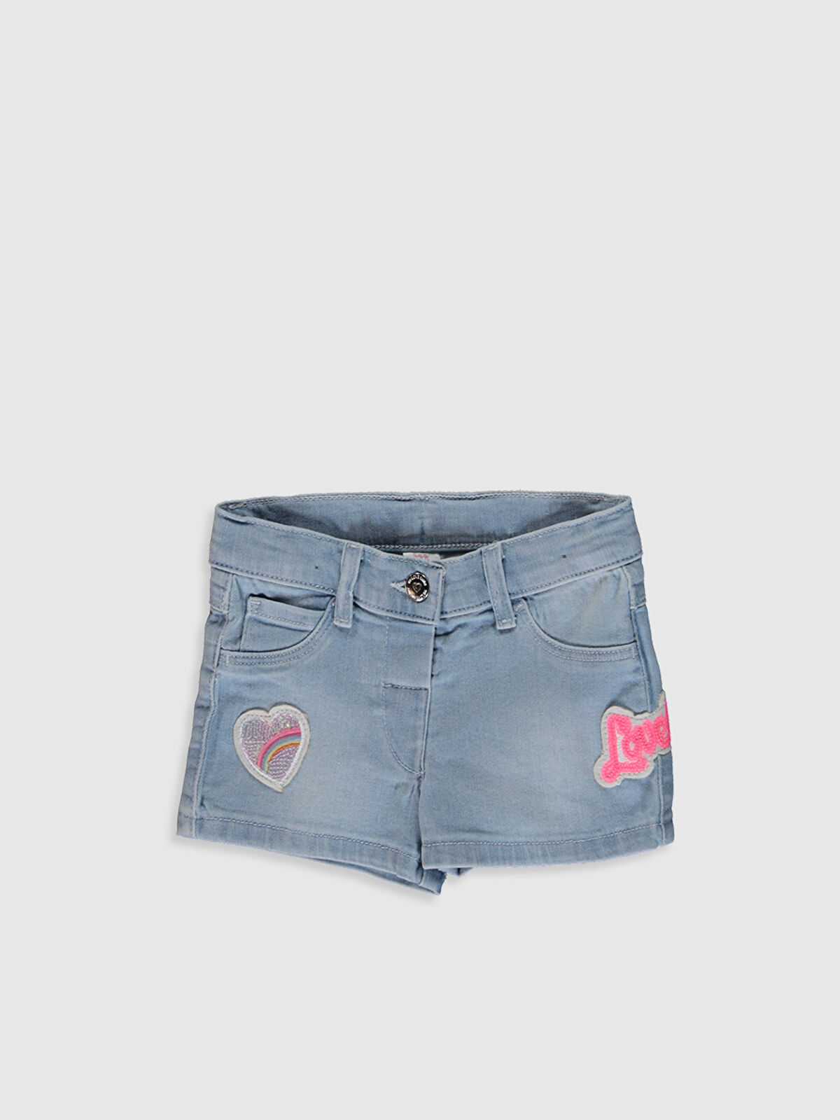 Kız Bebek Aplikeli Jean Şort