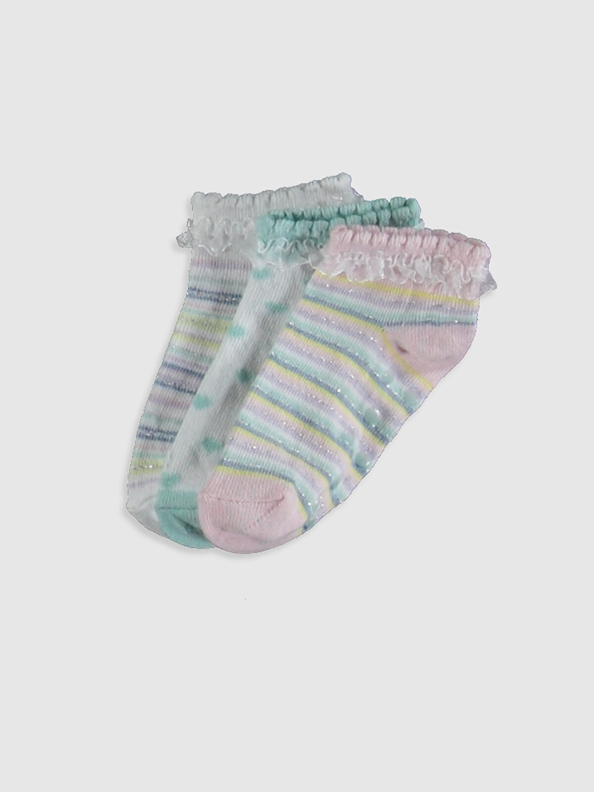 Kız Bebek Desenli Patik Çorap 3'lü