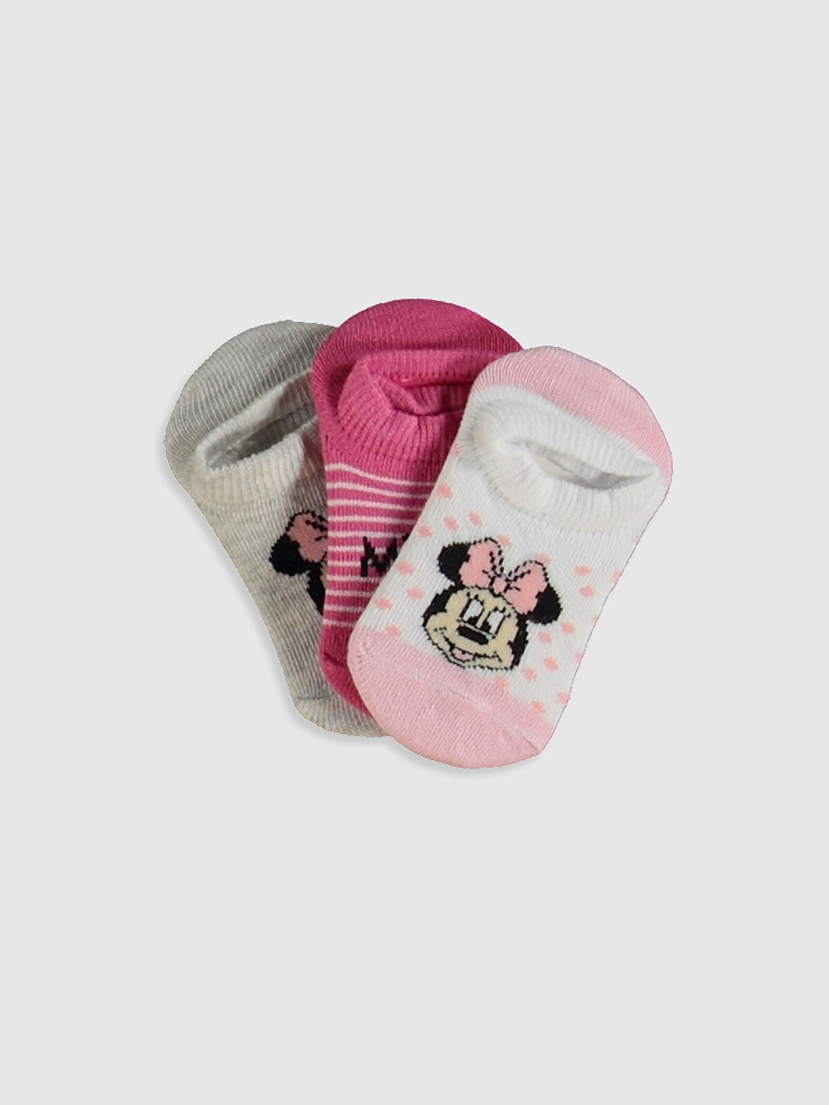 Kız Bebek Minnie Mouse Baskılı Babet Çorap 3'lü