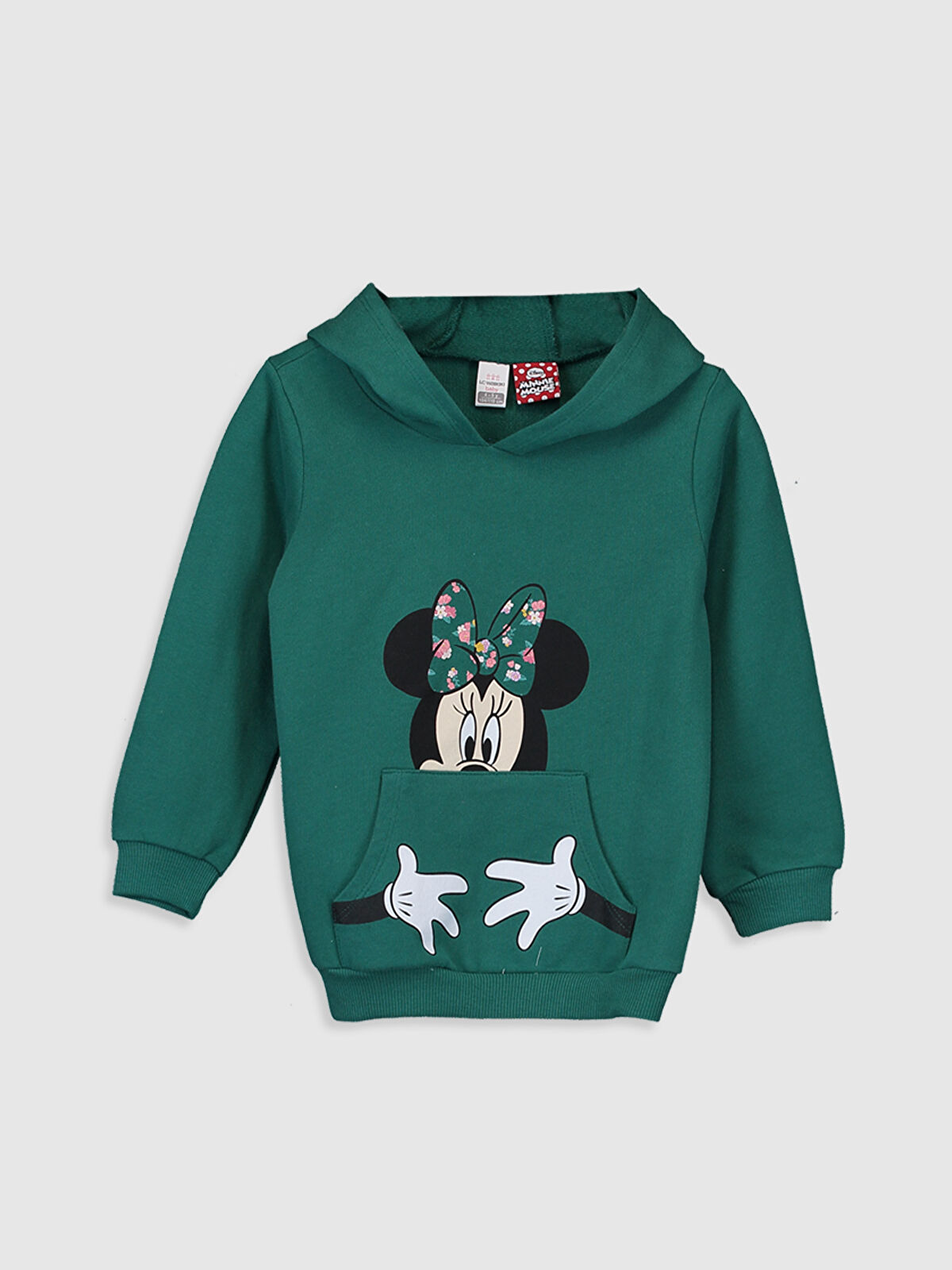 Kız Bebek Minnie Mouse Baskılı Kapüşonlu Sweatshirt