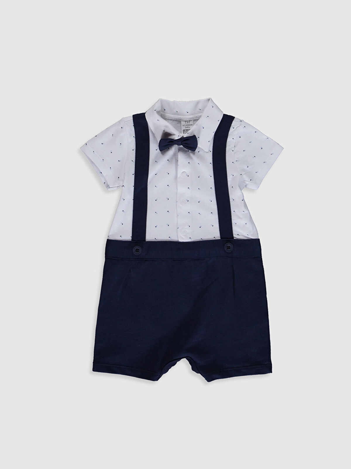 Polo Yaka Kısa Kollu Baskılı Erkek Bebek Tulum