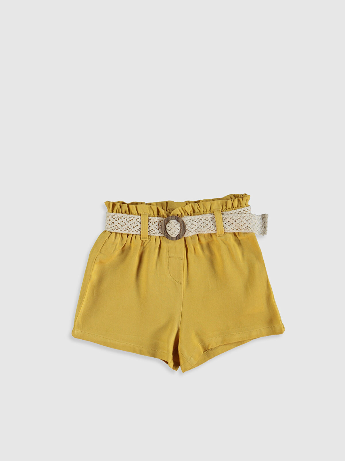 Beli Lastikli Basic Kız Bebek Şort ve Kemer 2'li Takım