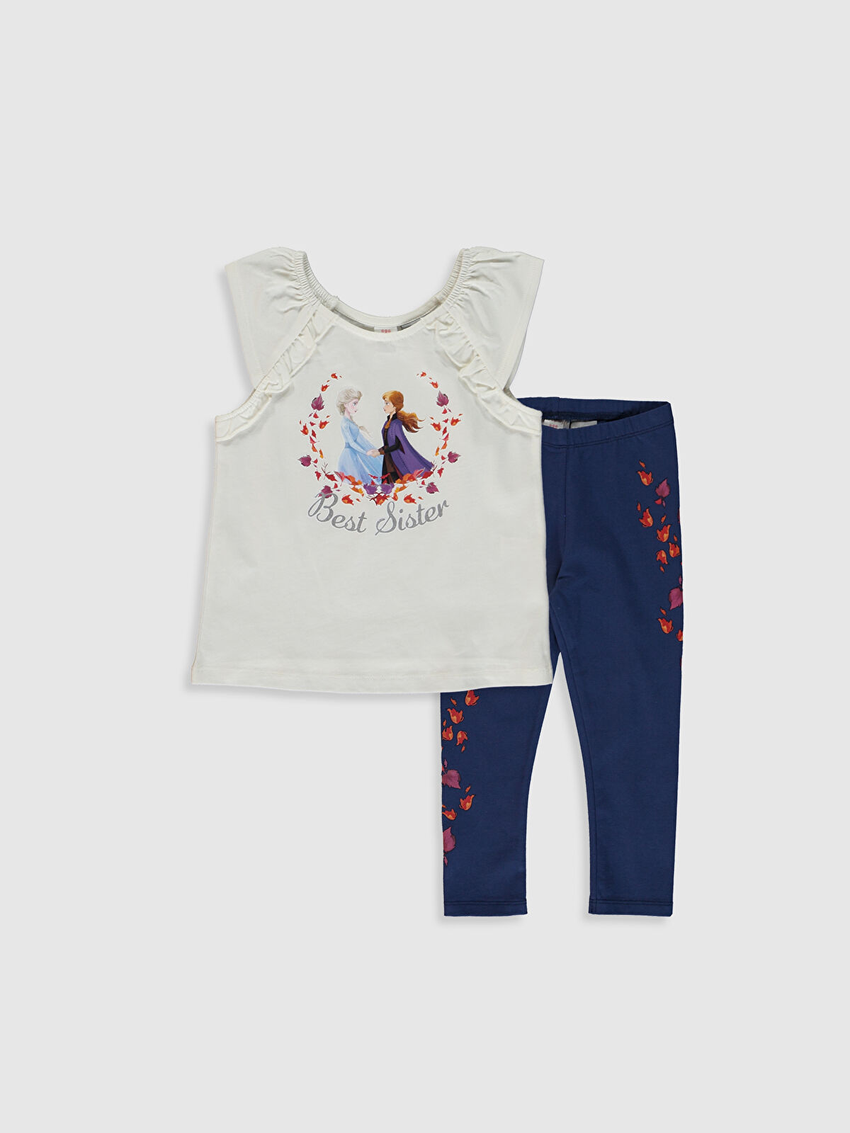 Bisiklet Yaka Frozen Baskılı Kız Bebek Tişört ve Tayt 2'li Takım Bisiklet Yaka Frozen Baskılı Kız Bebek Tişört ve Tayt 2'li Takım