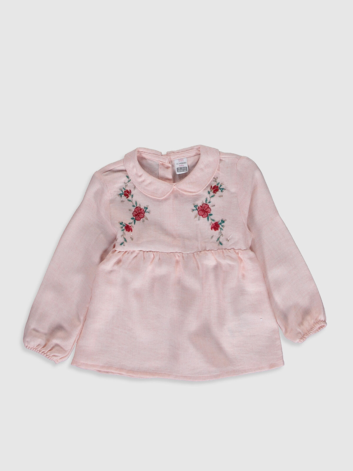 Bebe Yaka Uzun Kollu Nakış Detaylı Kız Bebek Bluz