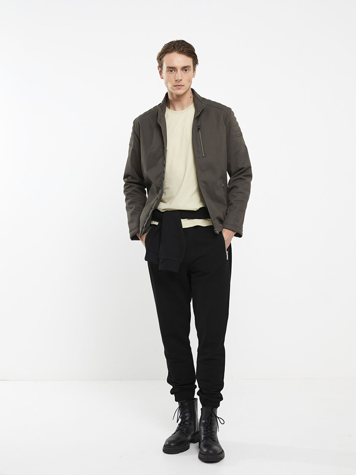 Slim Fit Straight Collar Men's Coat -S30315Z8-SPM - S30315Z8 Slim Fit Straight Collar Men's Coat -S30315Z8-SPM - S30315Z8