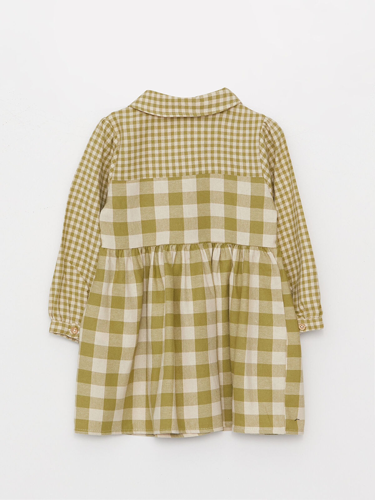 Shirt Neck Long Sleeve Plaid Patterned Baby Girl Dress Shirt Neck Long Sleeve Plaid Patterned Baby Girl Dress