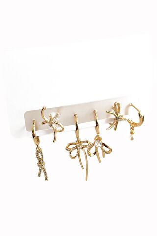 SARI 7 Adet Altın Kaplama Zirkon Taşlı Fiyonk Ve Kurdela Figürlü VIP ...