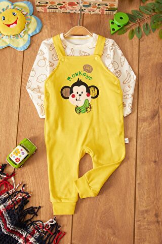 SARI Sarı Maymun Baskılı Badili Erkek Bebek Tulum Takımı 17497 ...