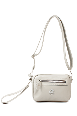 GRİ Kadın Orijinal Mini Urban Fermuarlı Üç Bölme Omuz Askılı Portföy El ...