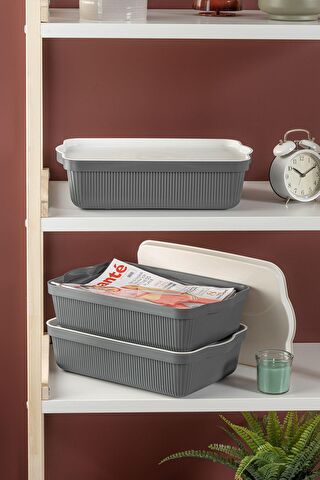 ANTRASİT 3'lü Still Box Kapaklı Çok Amaçlı Düzenleyici Kutu Seti ...